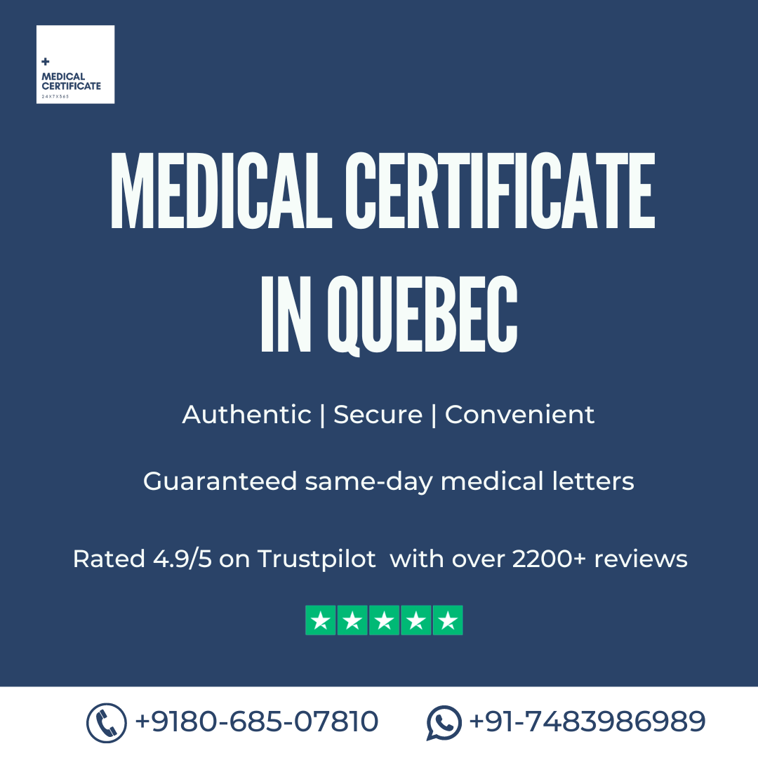 Medical Certificate Online in Quebec from Registered Doctors